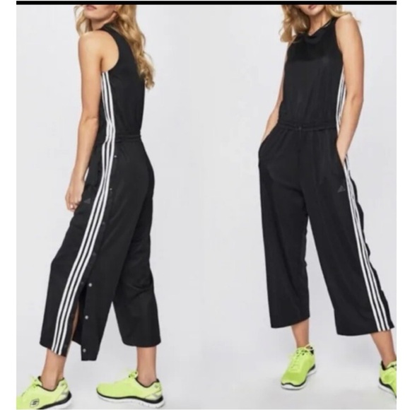 adidas | Pants & Jumpsuits | Adidas Cropped Snap Leg Romper | Poshmark